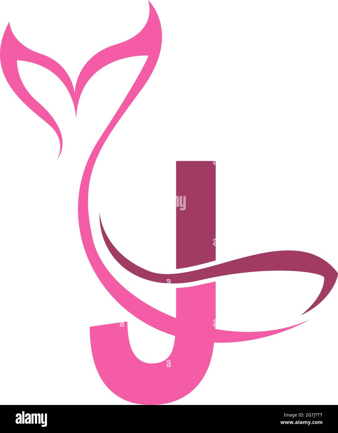 Letter J with mermaid tail icon logo design template vector Stock ...