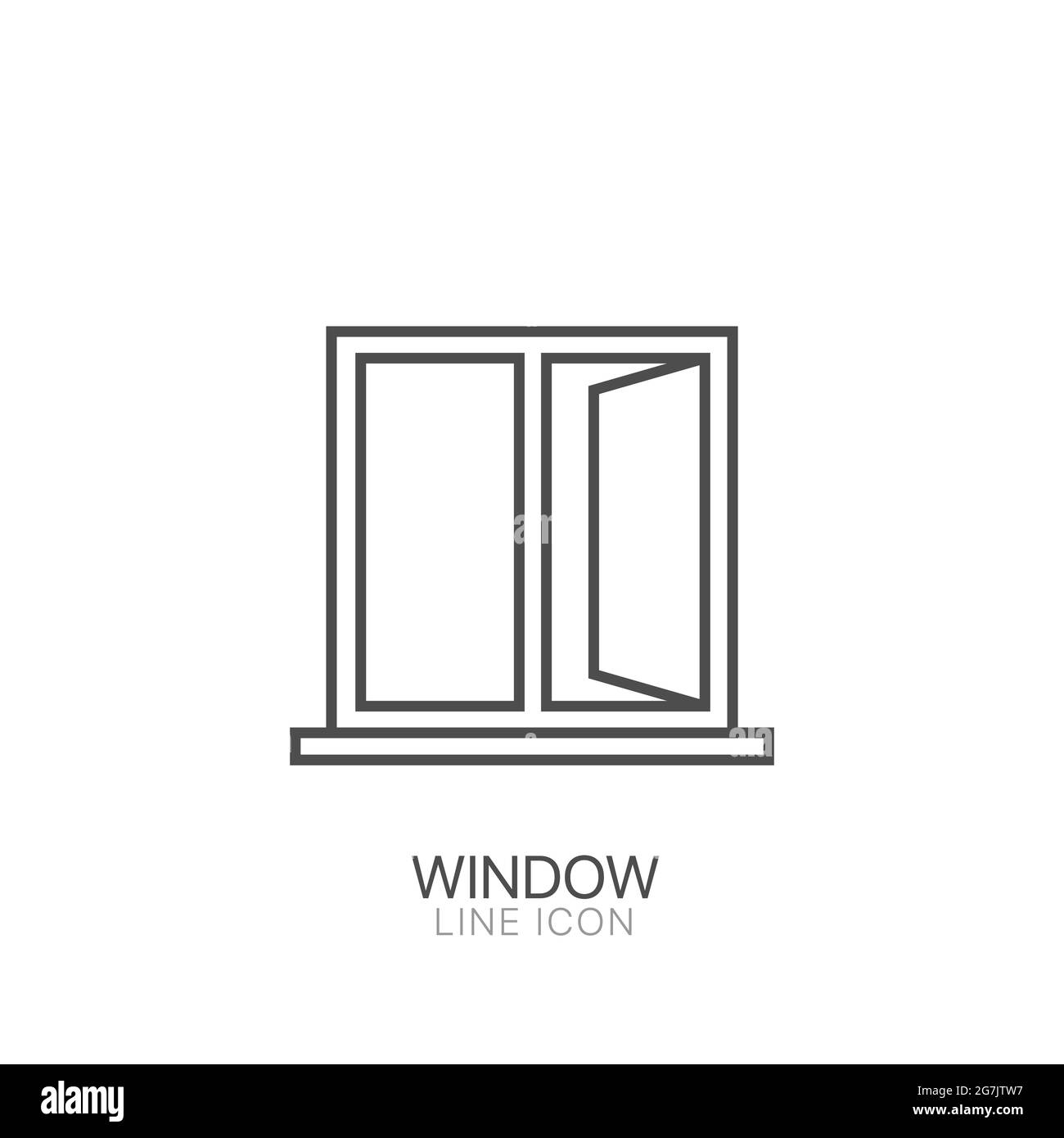Simple open window line icon. Stroke pictogram. Vector sign for mobile ...