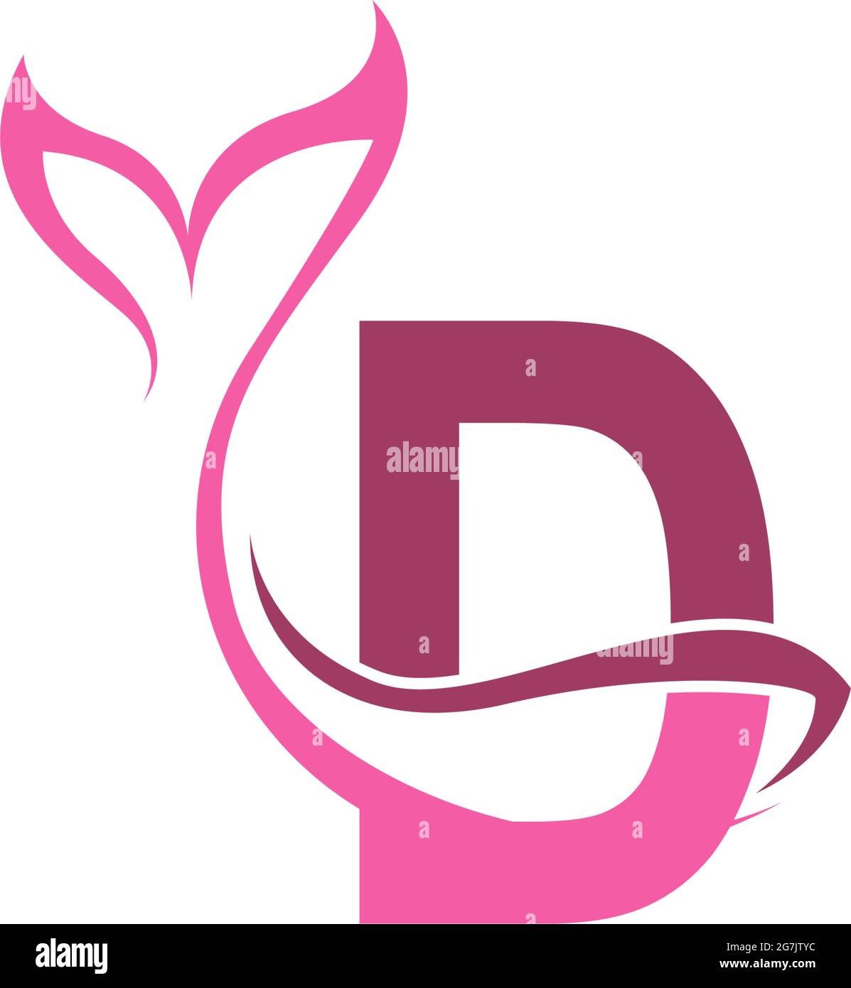 Letter D with mermaid tail icon logo design template vector Stock ...