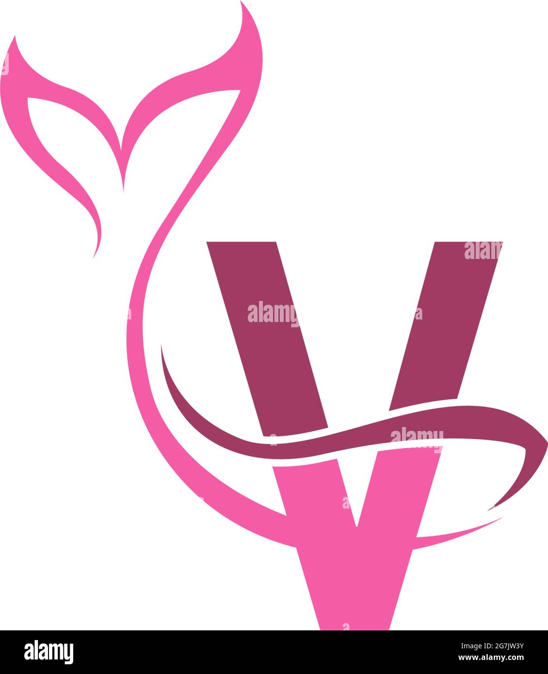 Letter V with mermaid tail icon logo design template vector Stock ...
