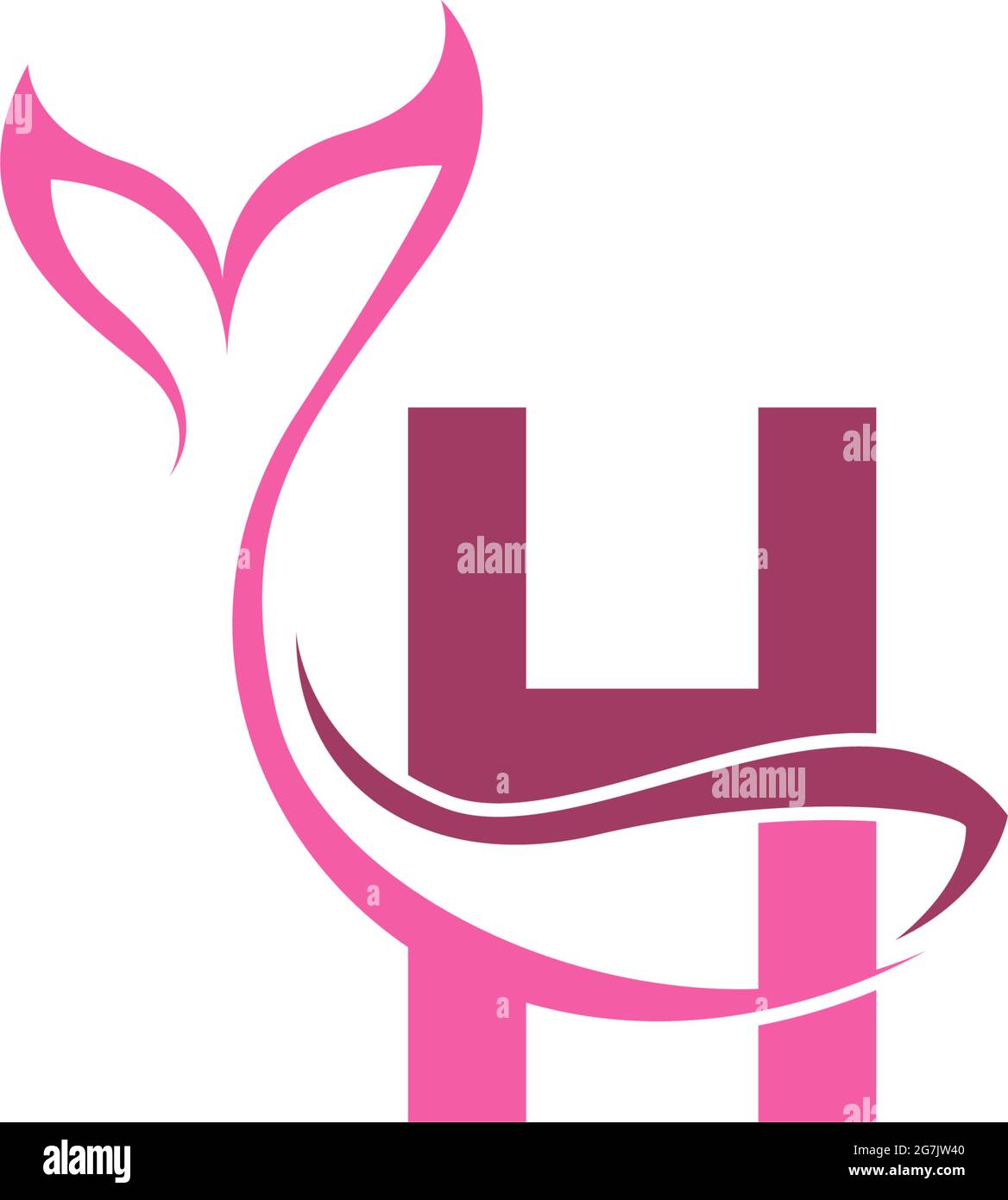 Letter H with mermaid tail icon logo design template vector Stock ...