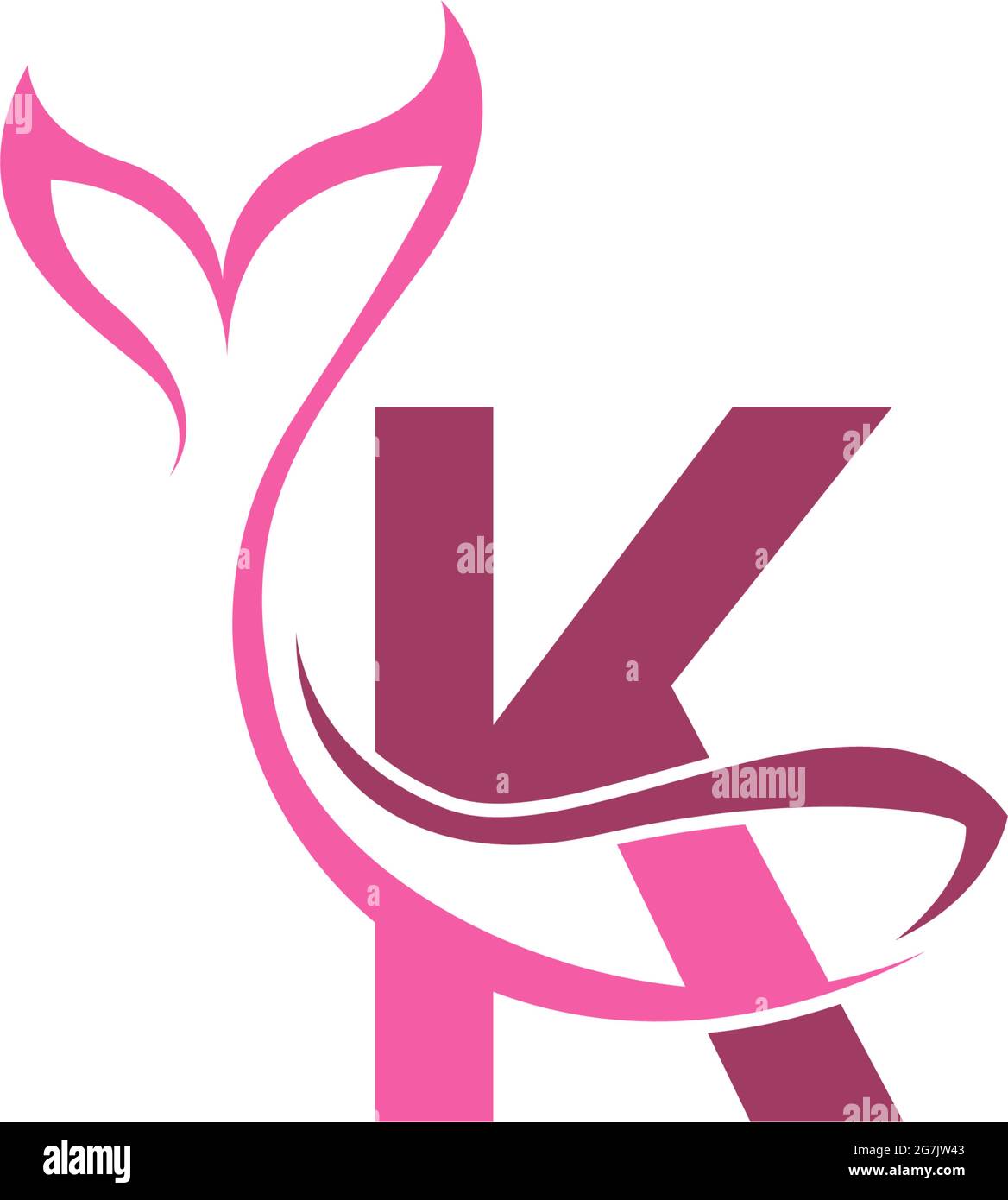 Letter K with mermaid tail icon logo design template vector Stock ...