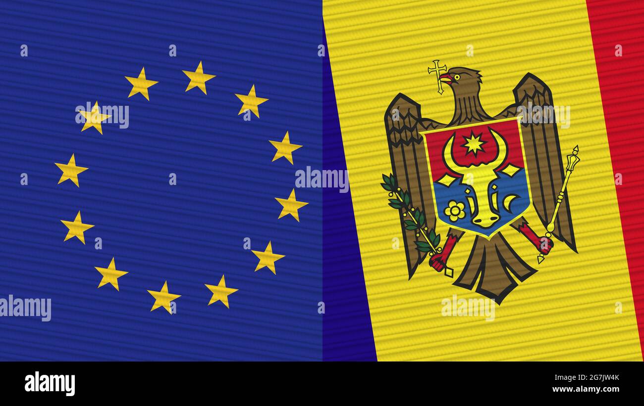 Moldova and European Union Two Half Flags Together Fabric Texture ...