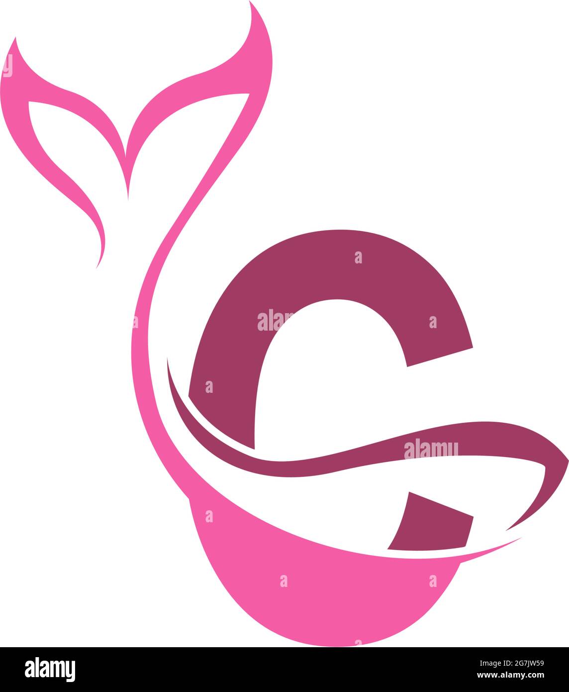 Letter C with mermaid tail icon logo design template vector Stock ...
