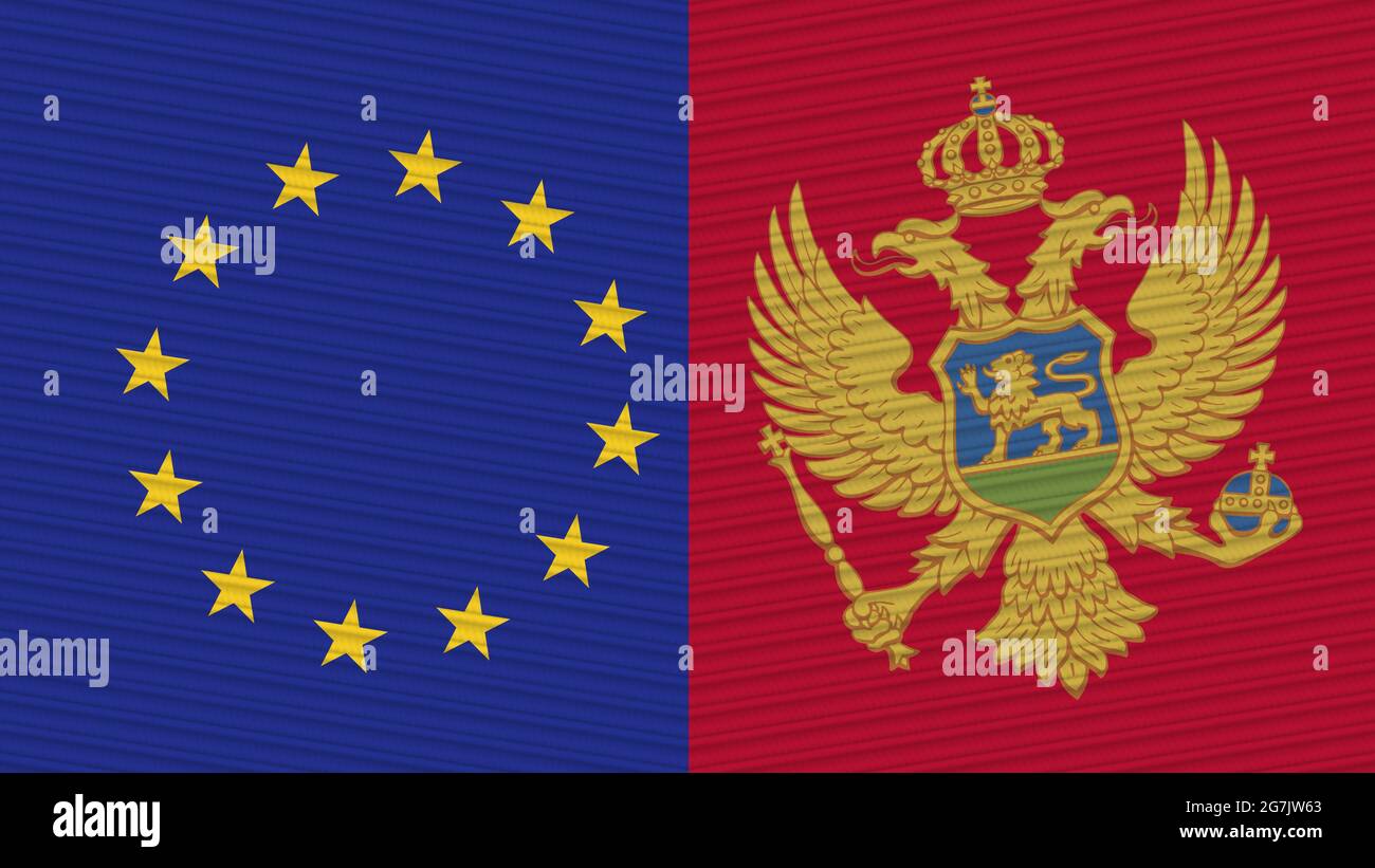 Montenegro and European Union Two Half Flags Together Fabric Texture ...