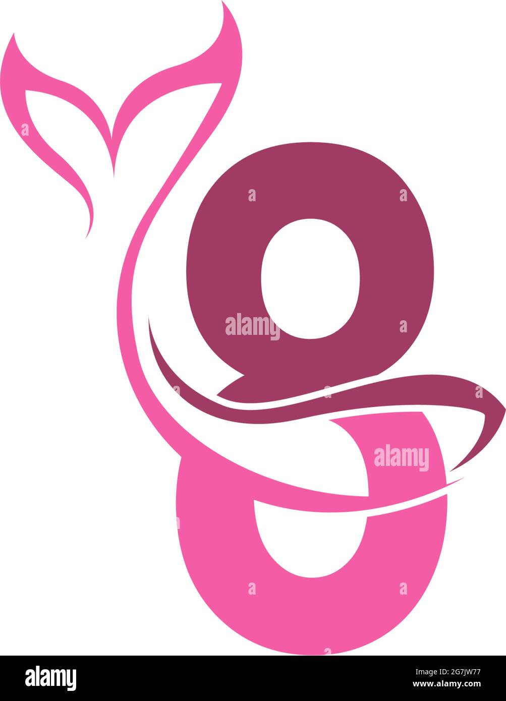 Number 8 with mermaid tail icon logo design template vector Stock ...