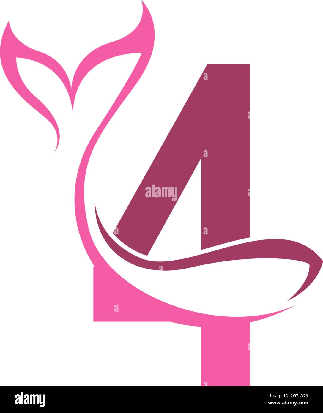 Number 4 with mermaid tail icon logo design template vector Stock ...