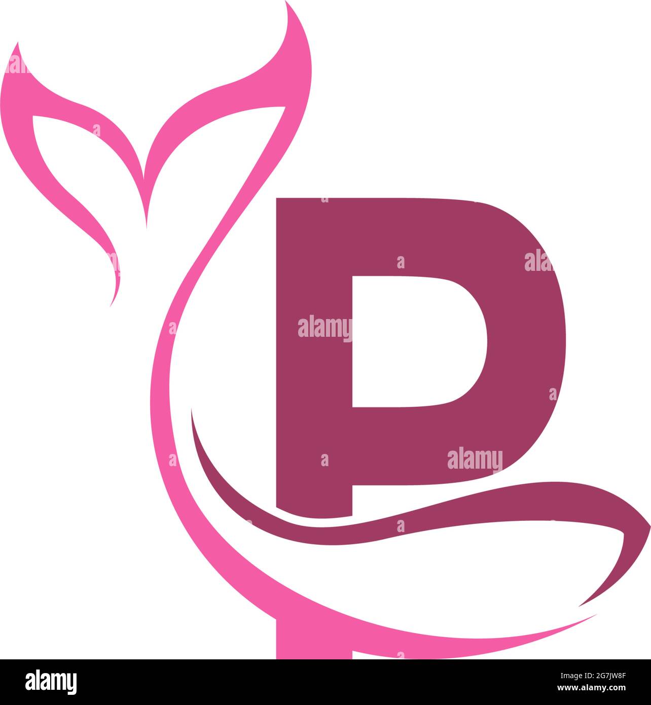 Letter P with mermaid tail icon logo design template vector Stock ...