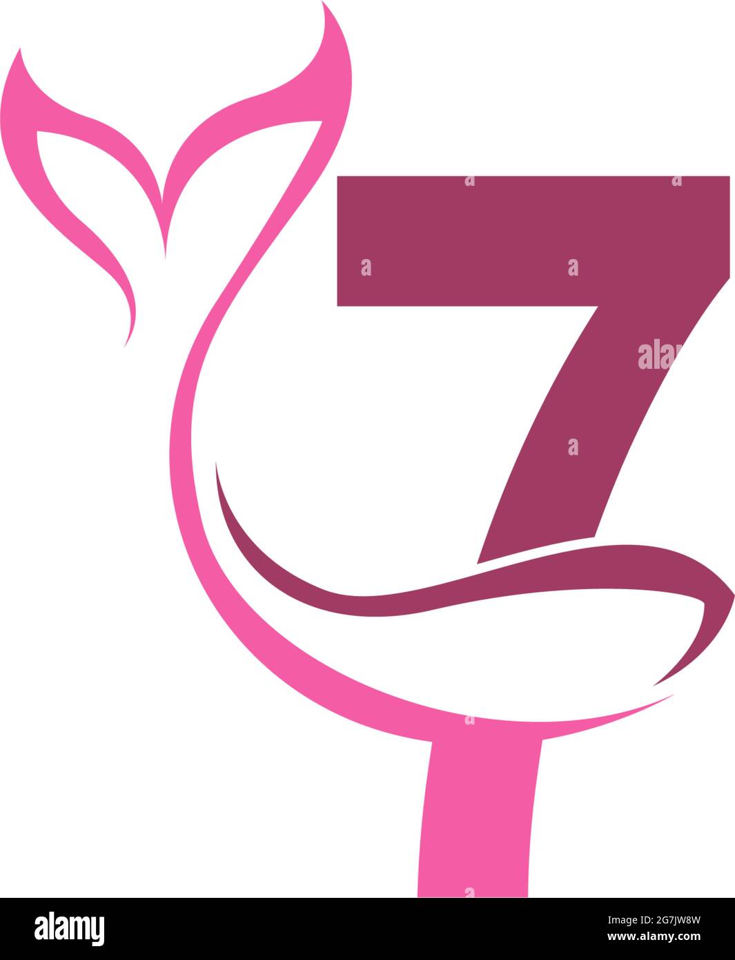 Number 7 with mermaid tail icon logo design template vector Stock ...