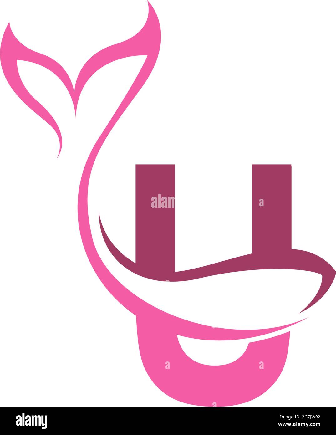 Letter U with mermaid tail icon logo design template vector Stock ...