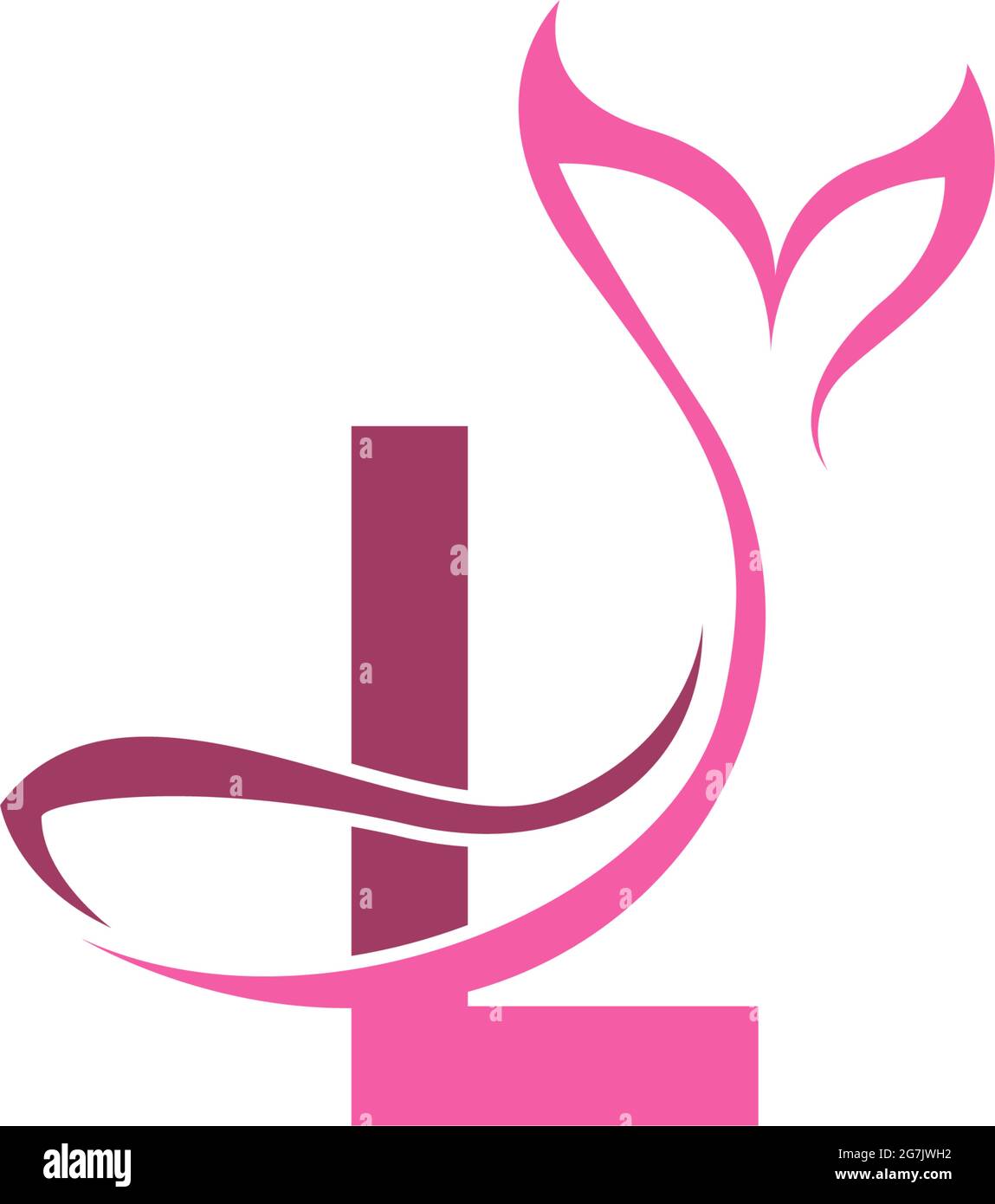 Letter L with mermaid tail icon logo design template vector Stock ...