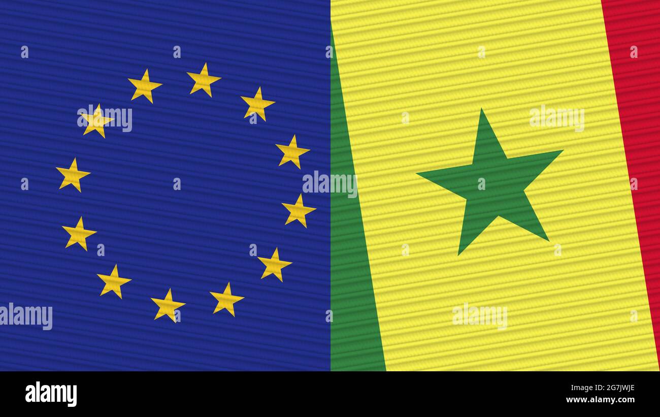 Senegal and European Union Two Half Flags Together Fabric Texture ...