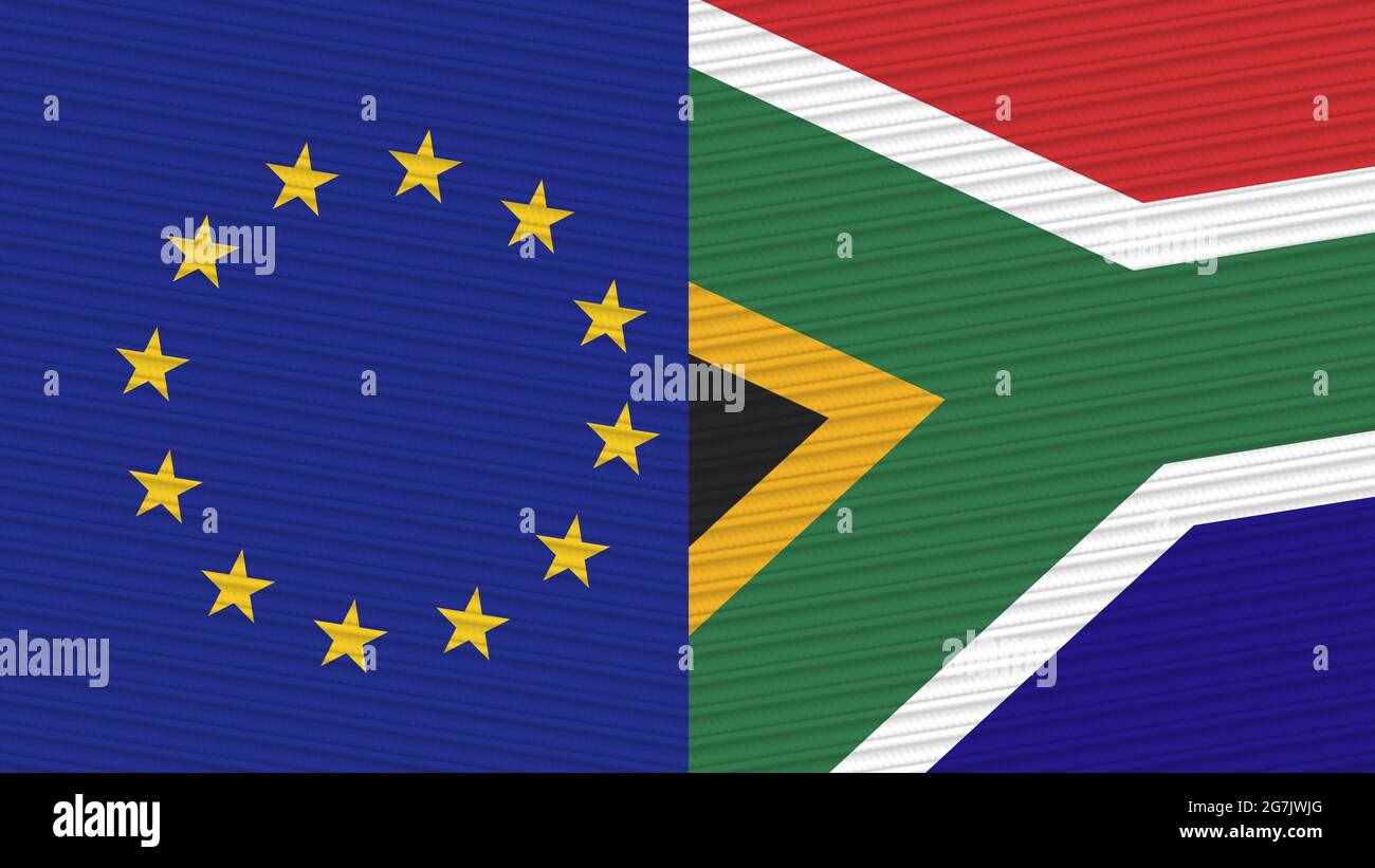 South Africa and European Union Two Half Flags Together Fabric Texture ...