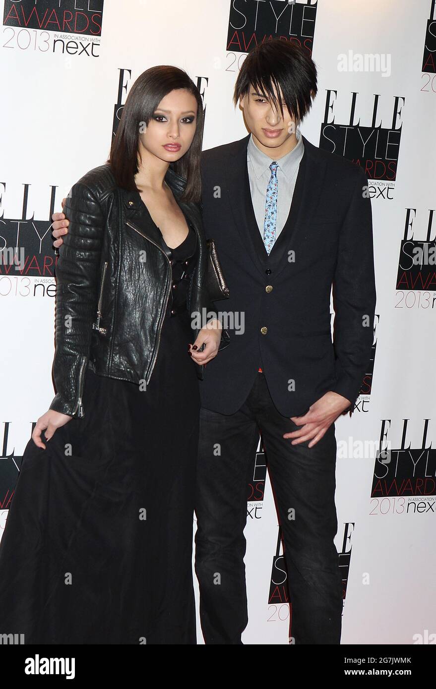 London, UK. Leah and Nat Weller at the Elle Style Awards Arrivals, held ...
