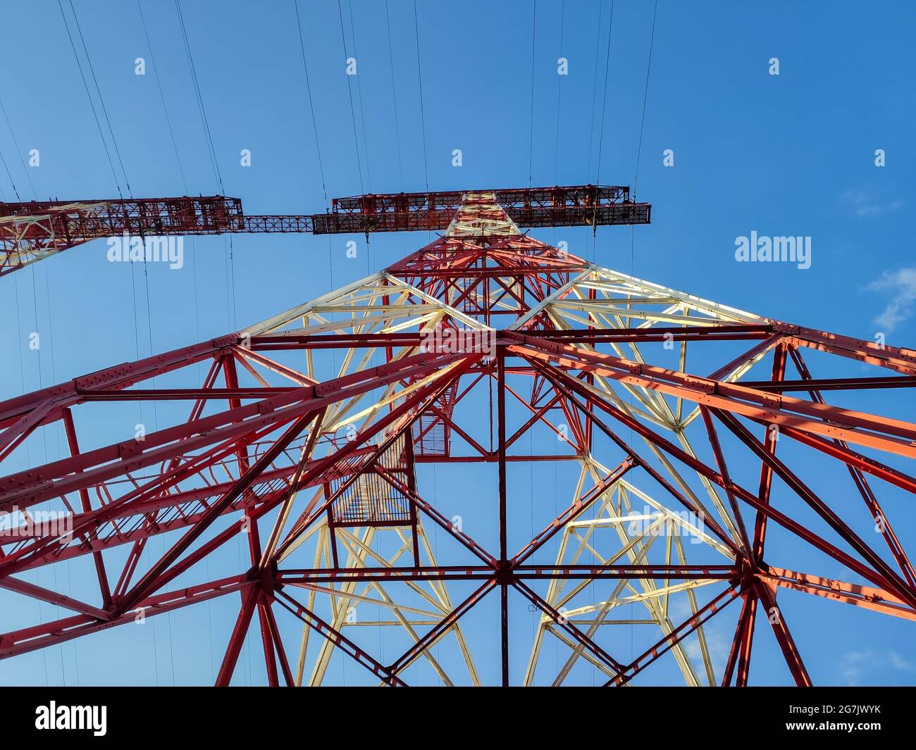 high voltage post. High-voltage tower sky background Stock Photo - Alamy
