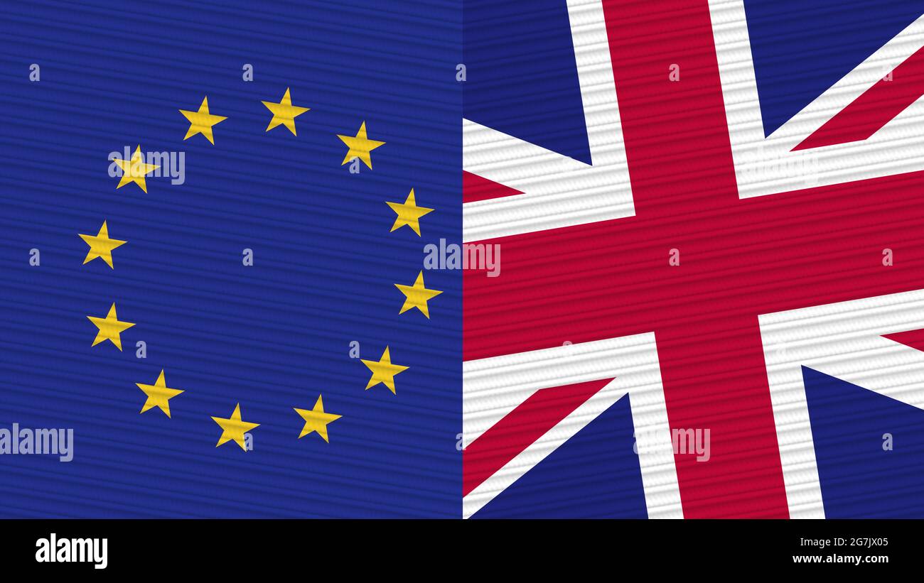 United Kingdom and European Union Two Half Flags Together Fabric ...