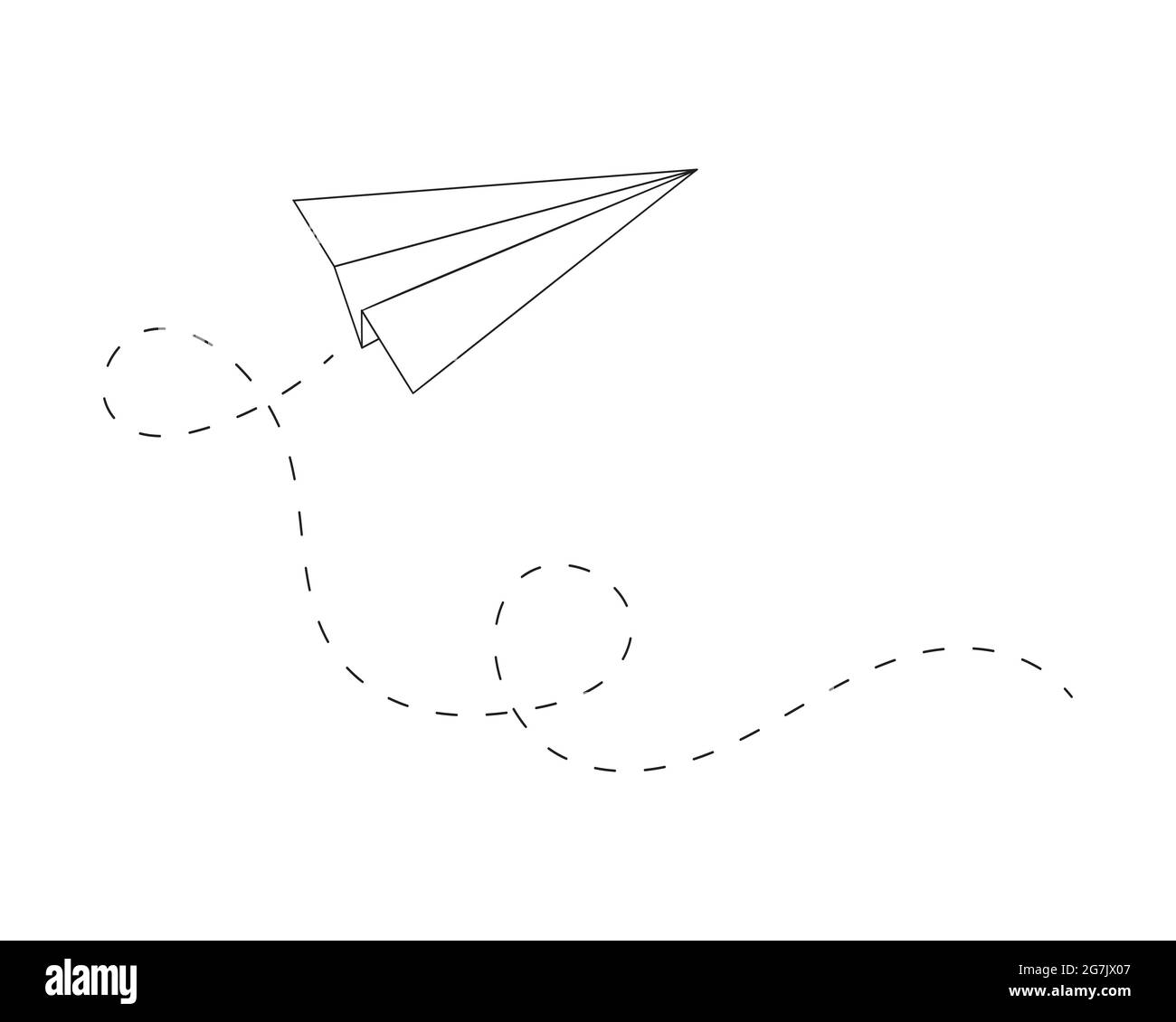 Fold origami paper plane with path loops. Outline symbol of delivery ...