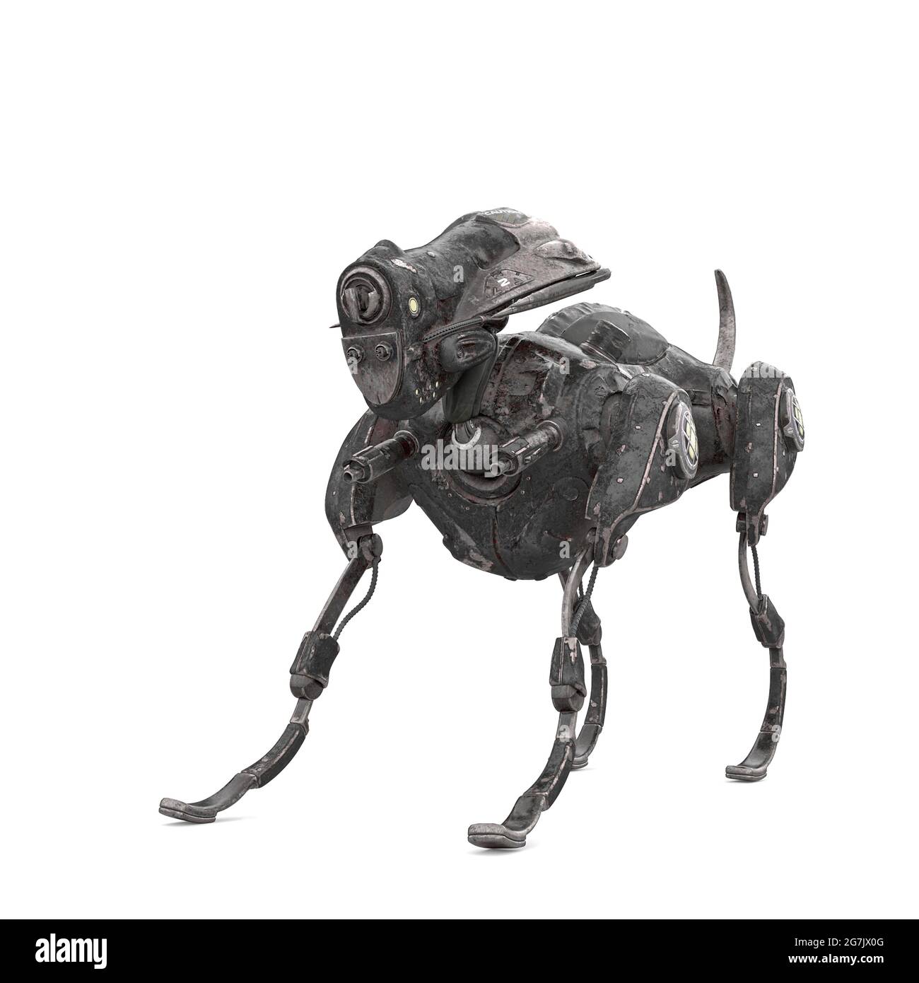 cyber watchman dog in arch back pose, 3d illustration Stock Photo - Alamy