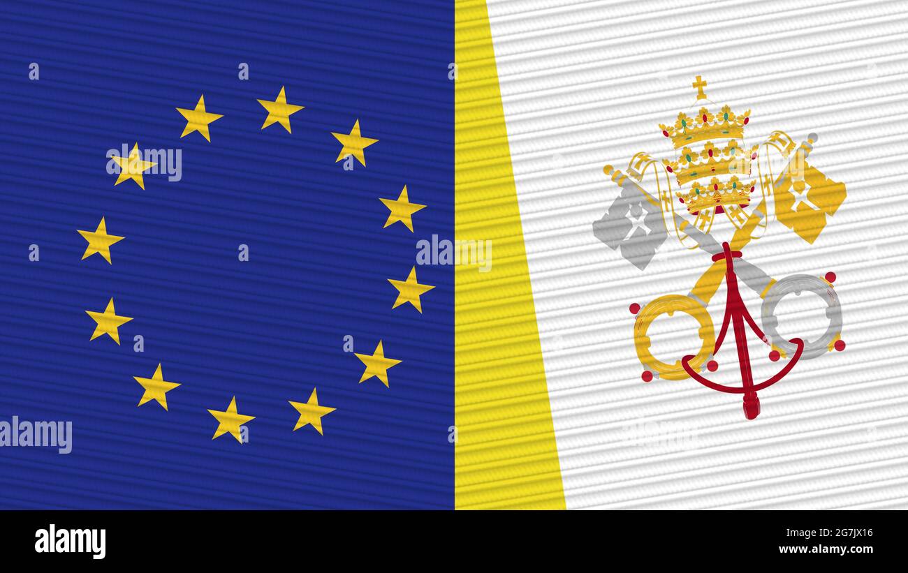 Vatican and European Union Two Half Flags Together Fabric Texture ...