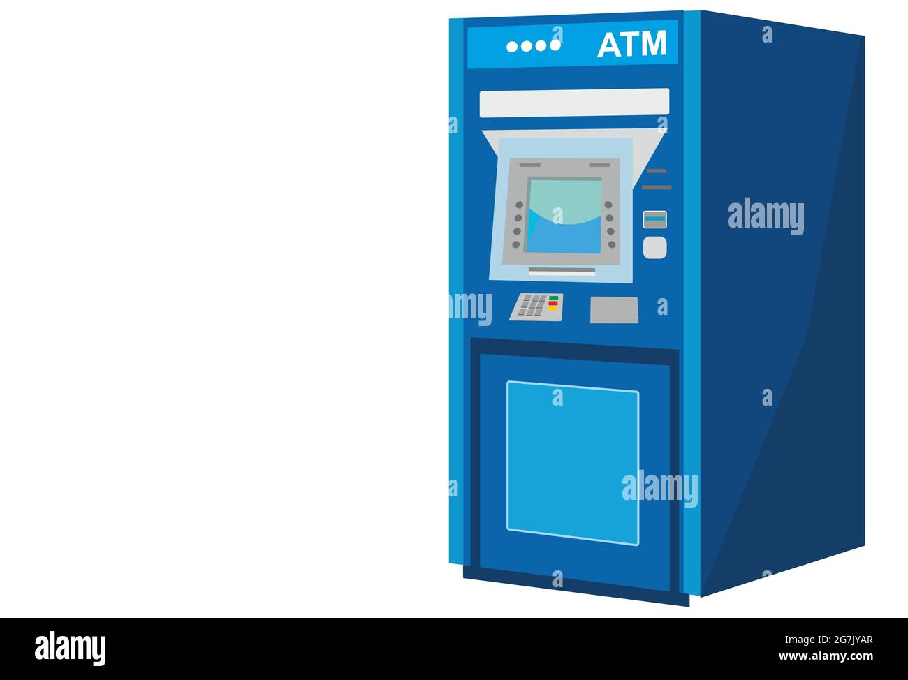 Blue ATM on a white background Stock Photo - Alamy