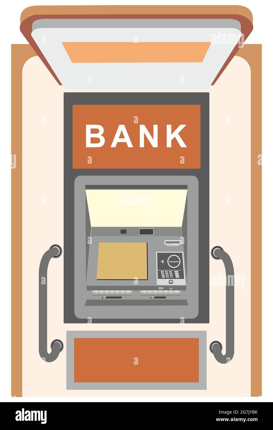 Orange ATM on a white background Stock Photo - Alamy