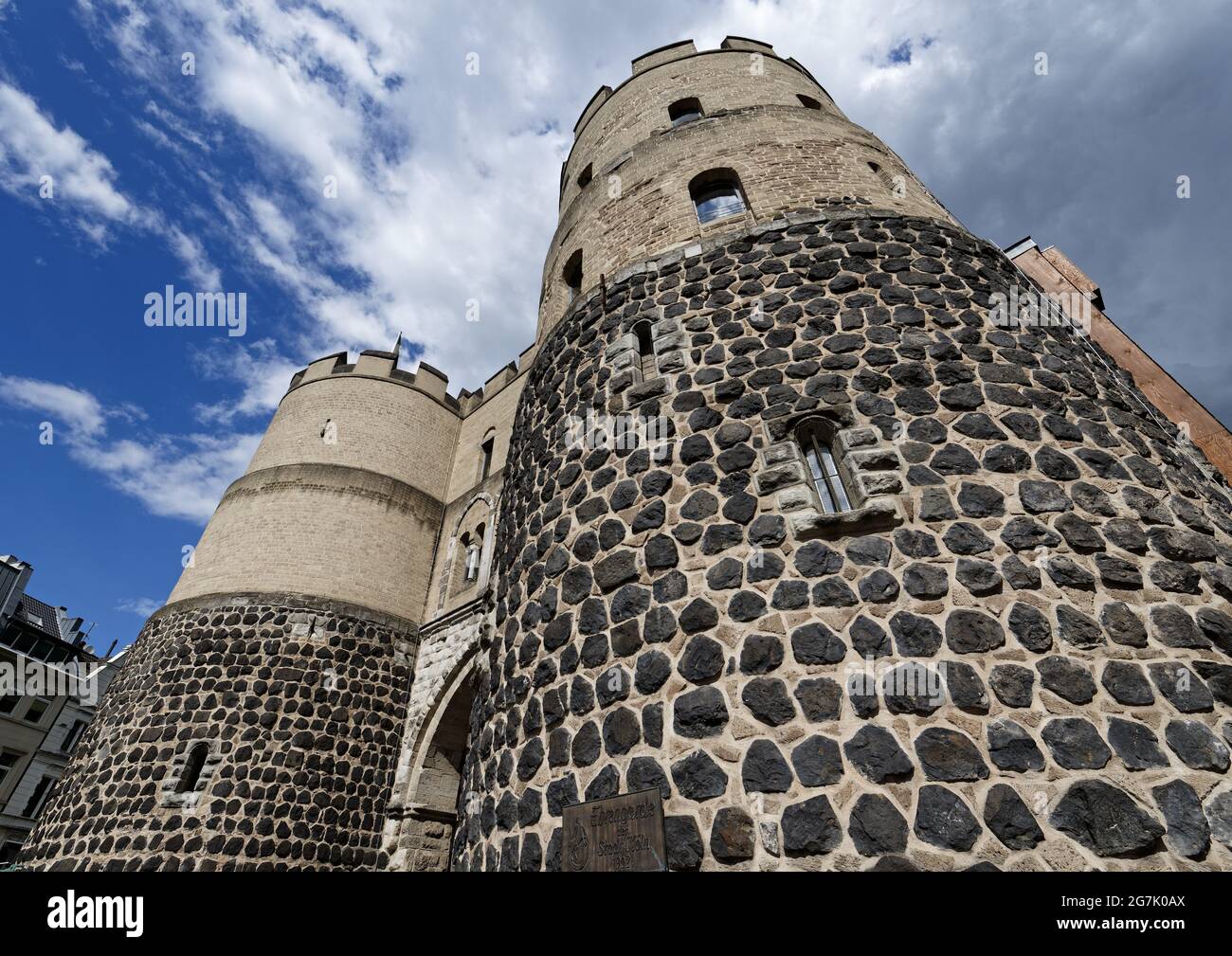 Hahnentorburg part of the medieval city wall of cologne against cloudy ...
