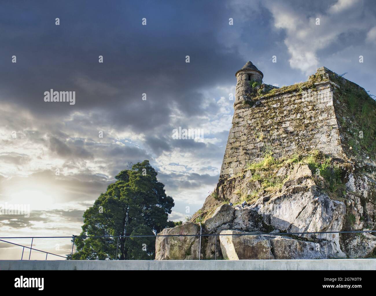 Castillo del Castro and a cloudy sky in the city of Vigo, Spain Stock ...