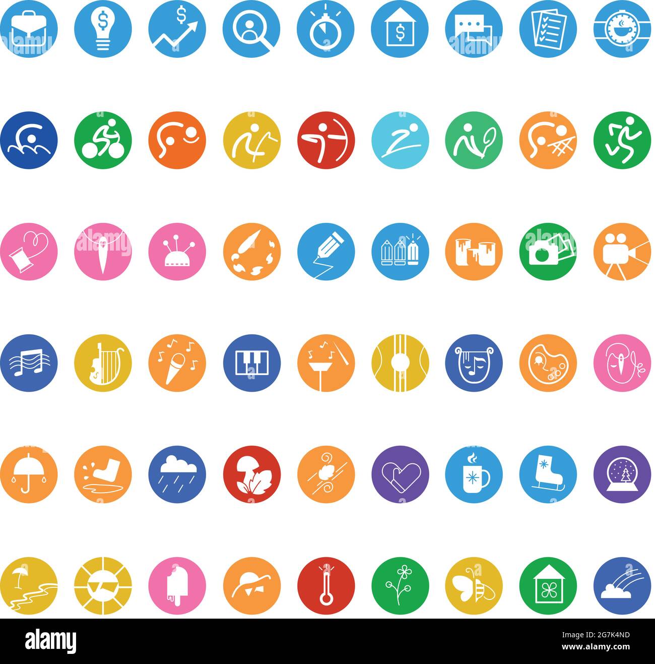 Collection of multicolored icons on various topics - Vector ...