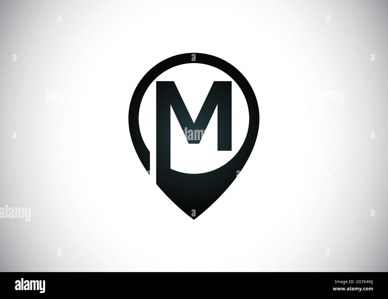 Initial M monogram letter alphabet with location icon pin sign. Font ...