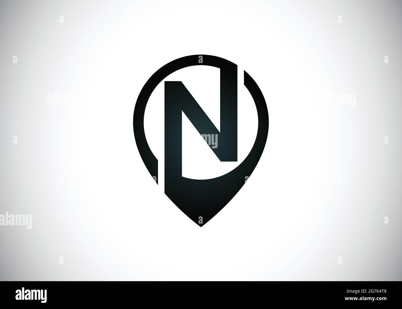 Initial N monogram letter alphabet with location icon pin sign. Font ...