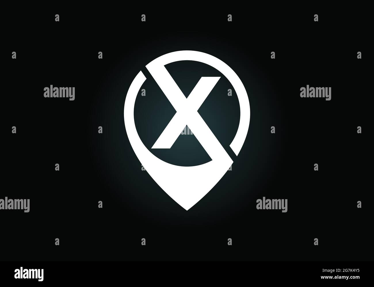 Initial X monogram letter alphabet with location icon pin sign. Font ...