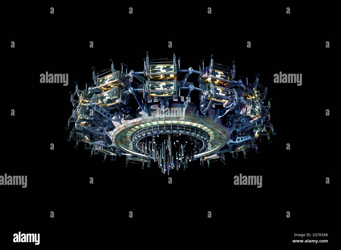 3D illustration of a futuristic space ship with clipping path, for sci ...