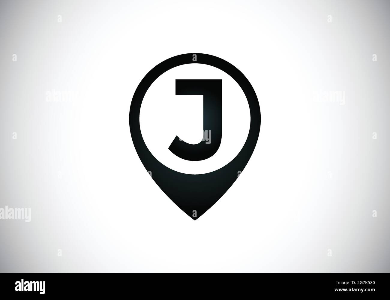 Initial J monogram letter alphabet with location icon pin sign. Font ...