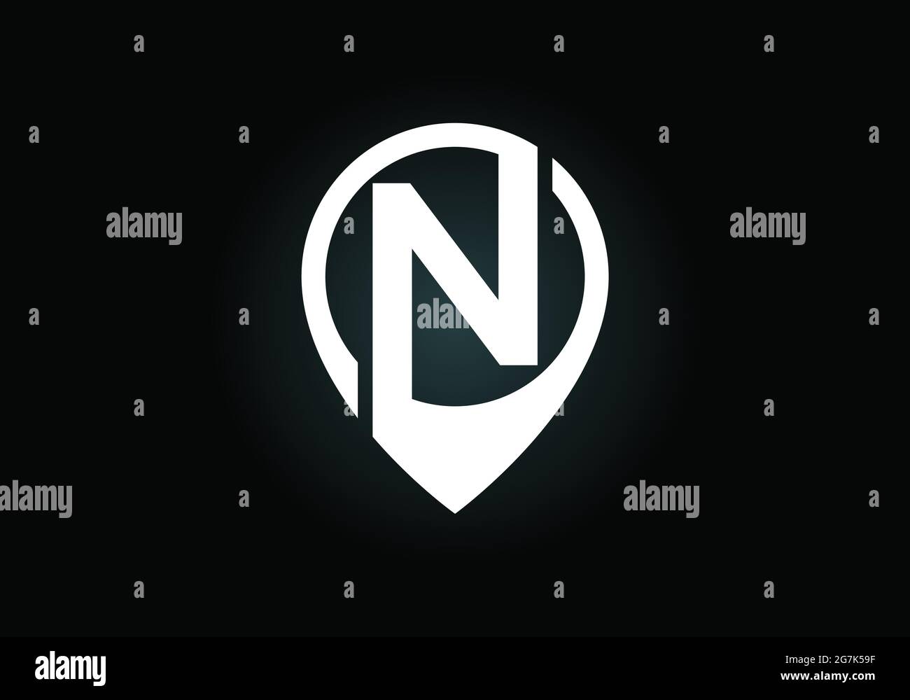 Initial N monogram letter alphabet with location icon pin sign. Font ...