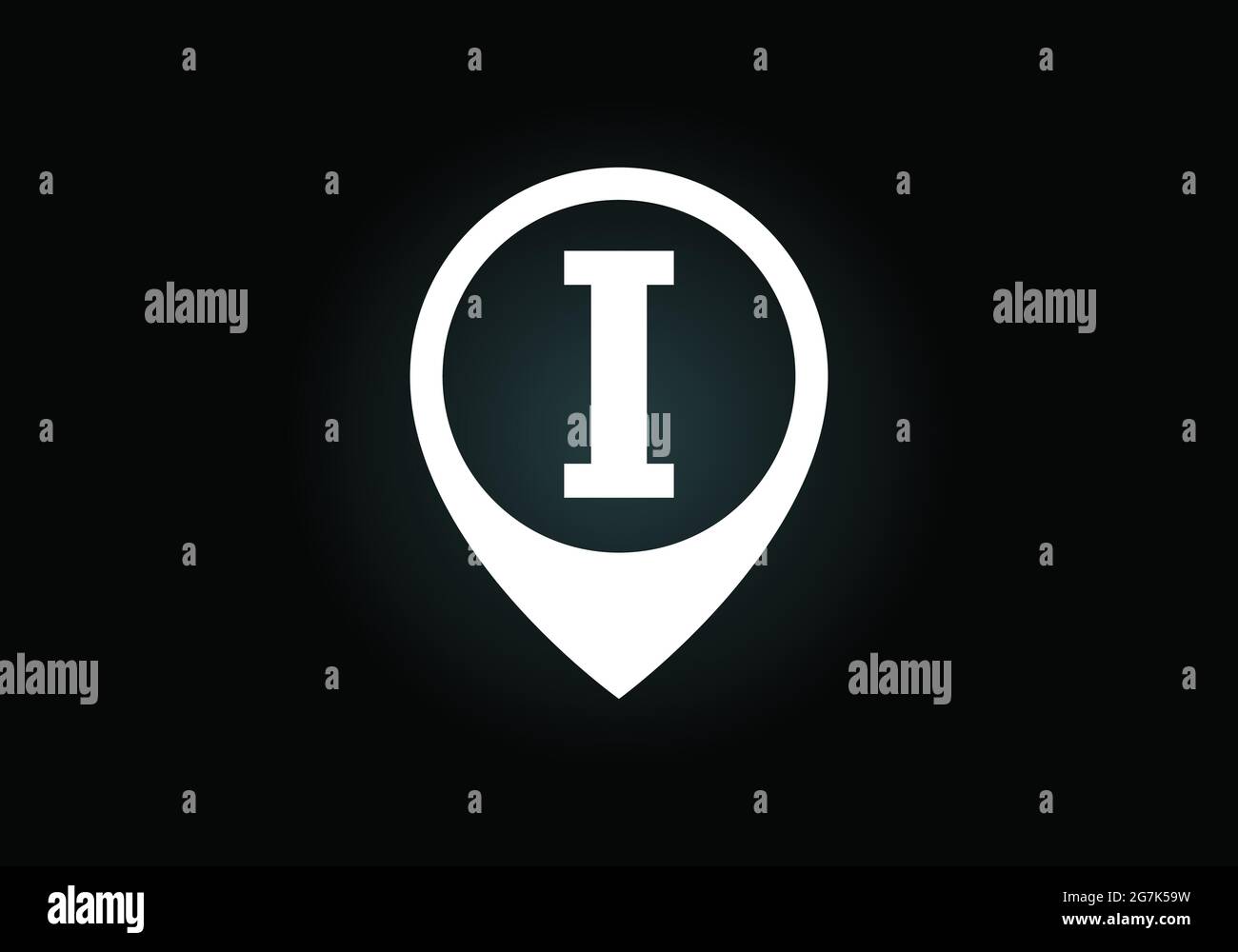Initial I monogram letter alphabet with location icon pin sign. Font ...