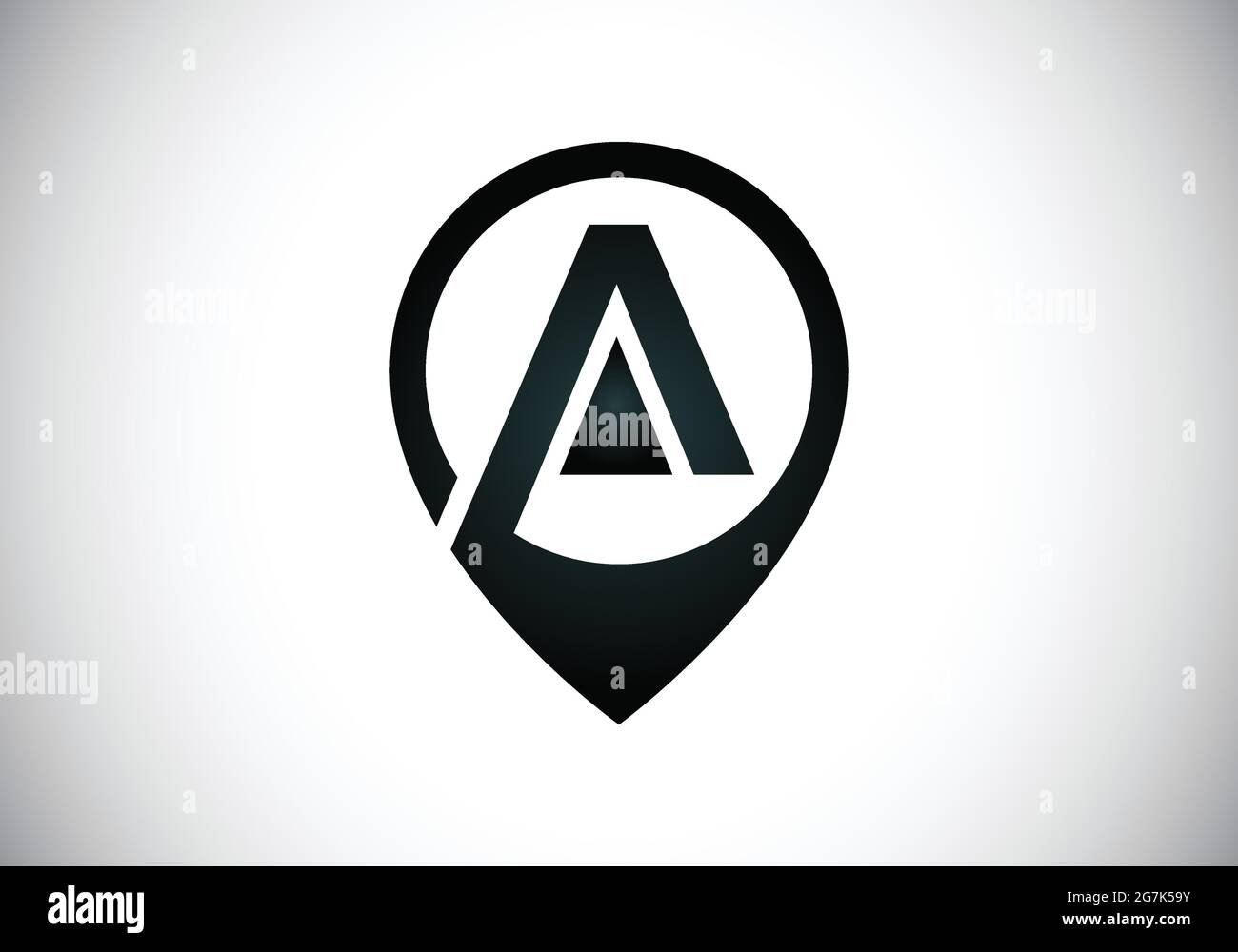 Initial A monogram letter alphabet with location icon pin sign. Font ...
