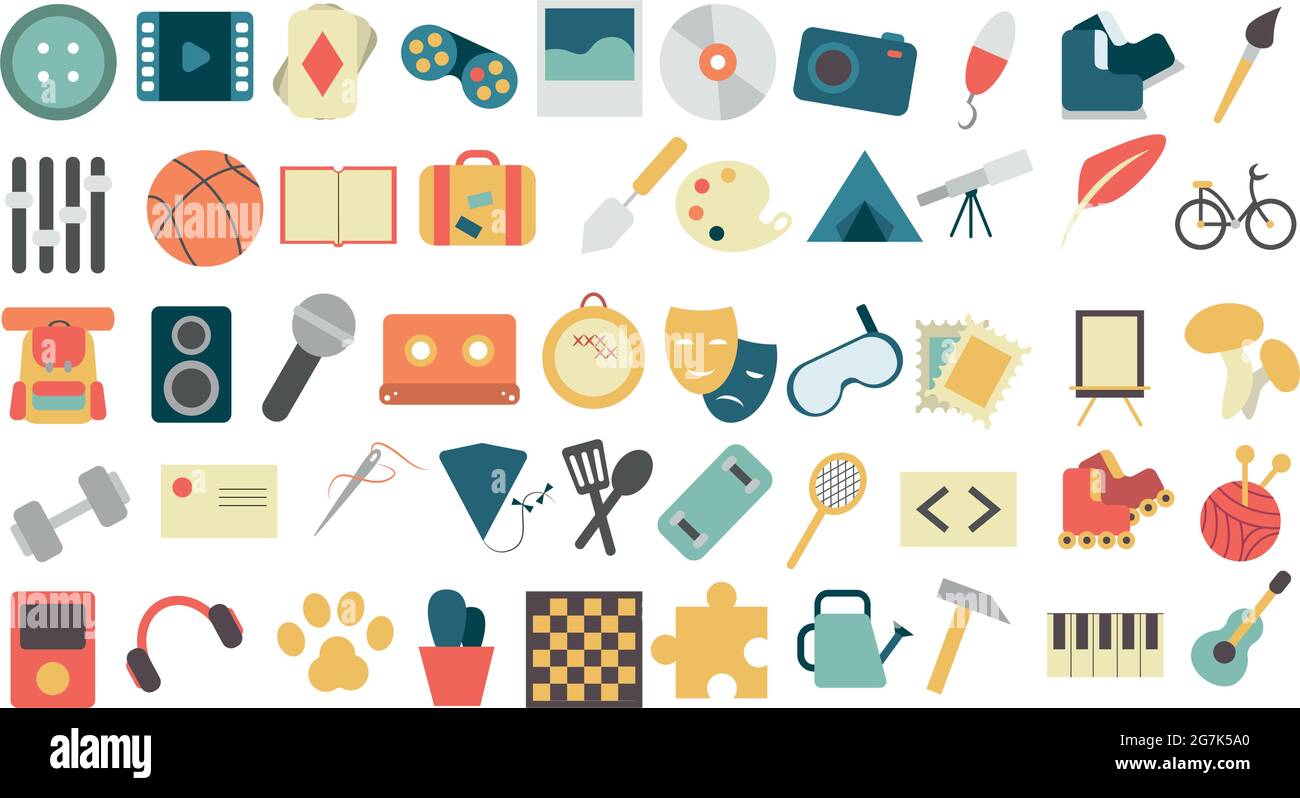Various hobbies and professions icons collection - Vector illustration ...