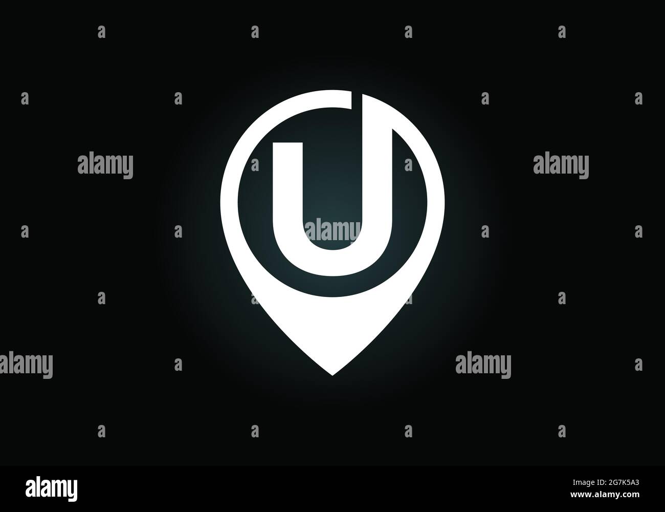 Initial U monogram letter alphabet with location icon pin sign. Font ...