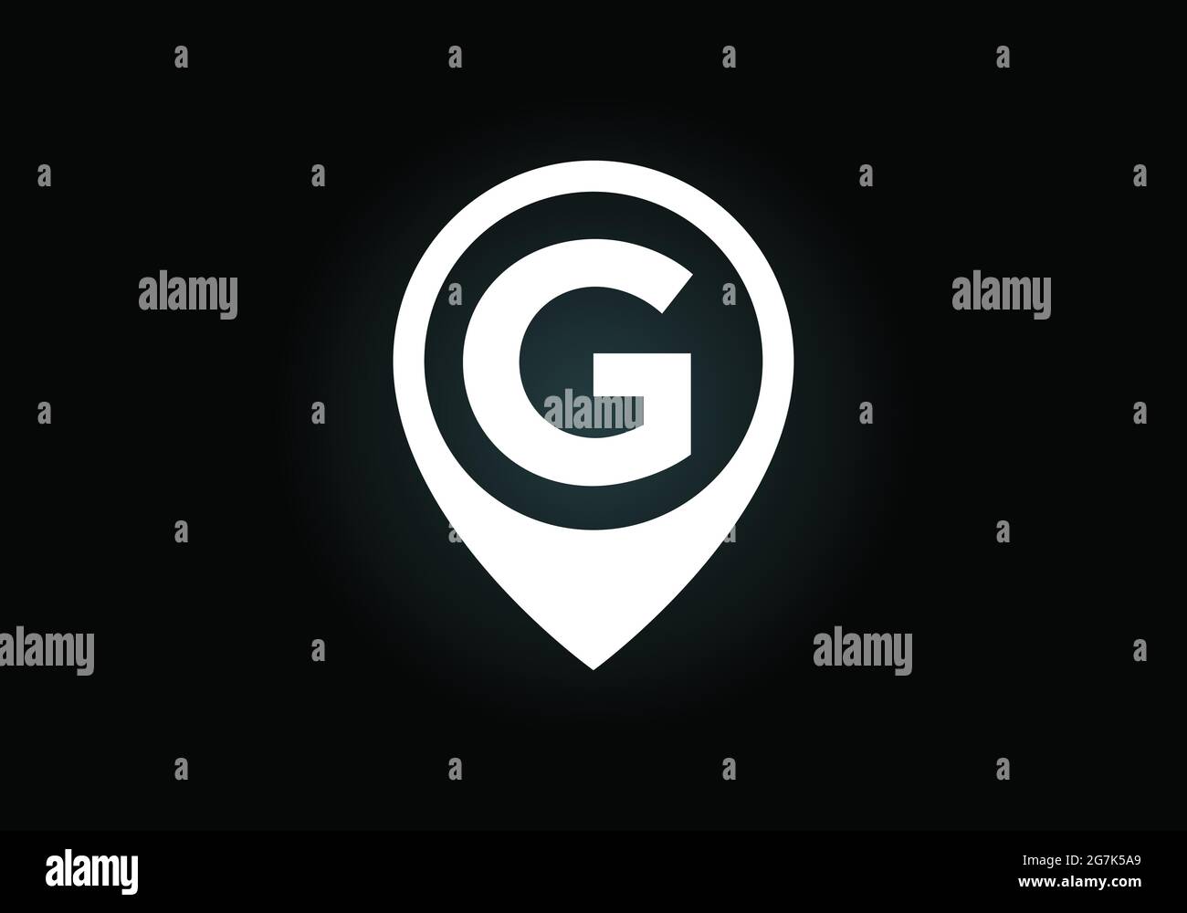 Initial G monogram letter alphabet with location icon pin sign. Font ...