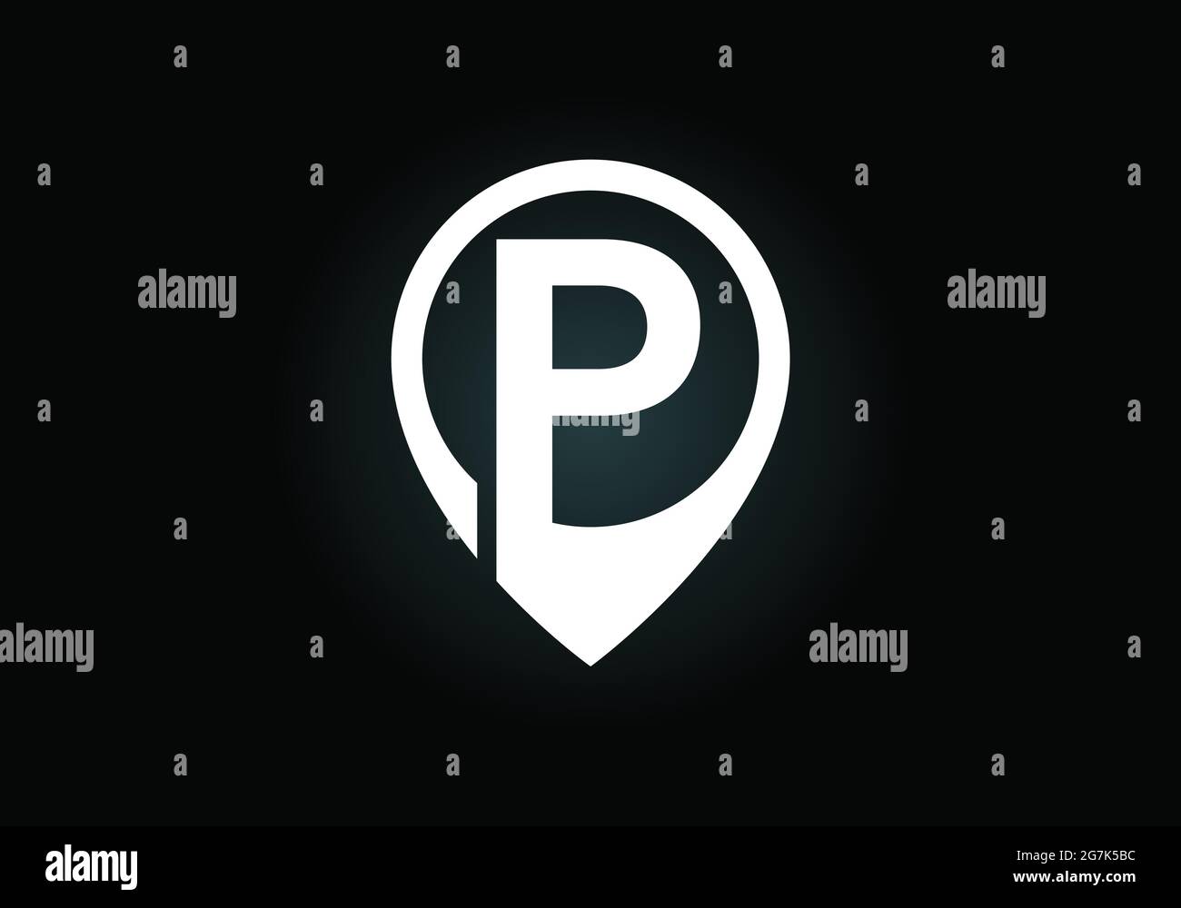 Initial P monogram letter alphabet with location icon pin sign. Font ...