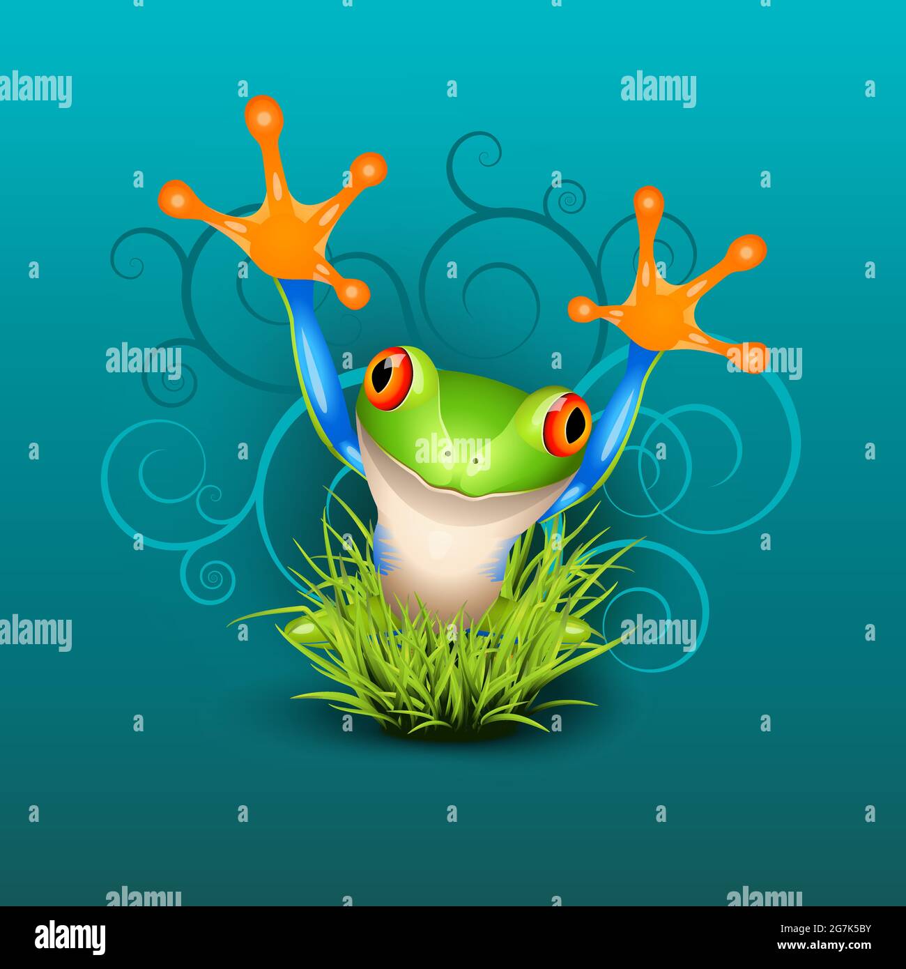 Little green tree frog Stock Vector Images - Alamy
