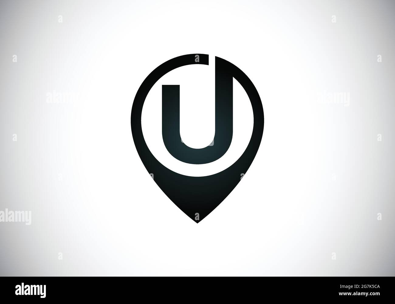 Initial U monogram letter alphabet with location icon pin sign. Font ...