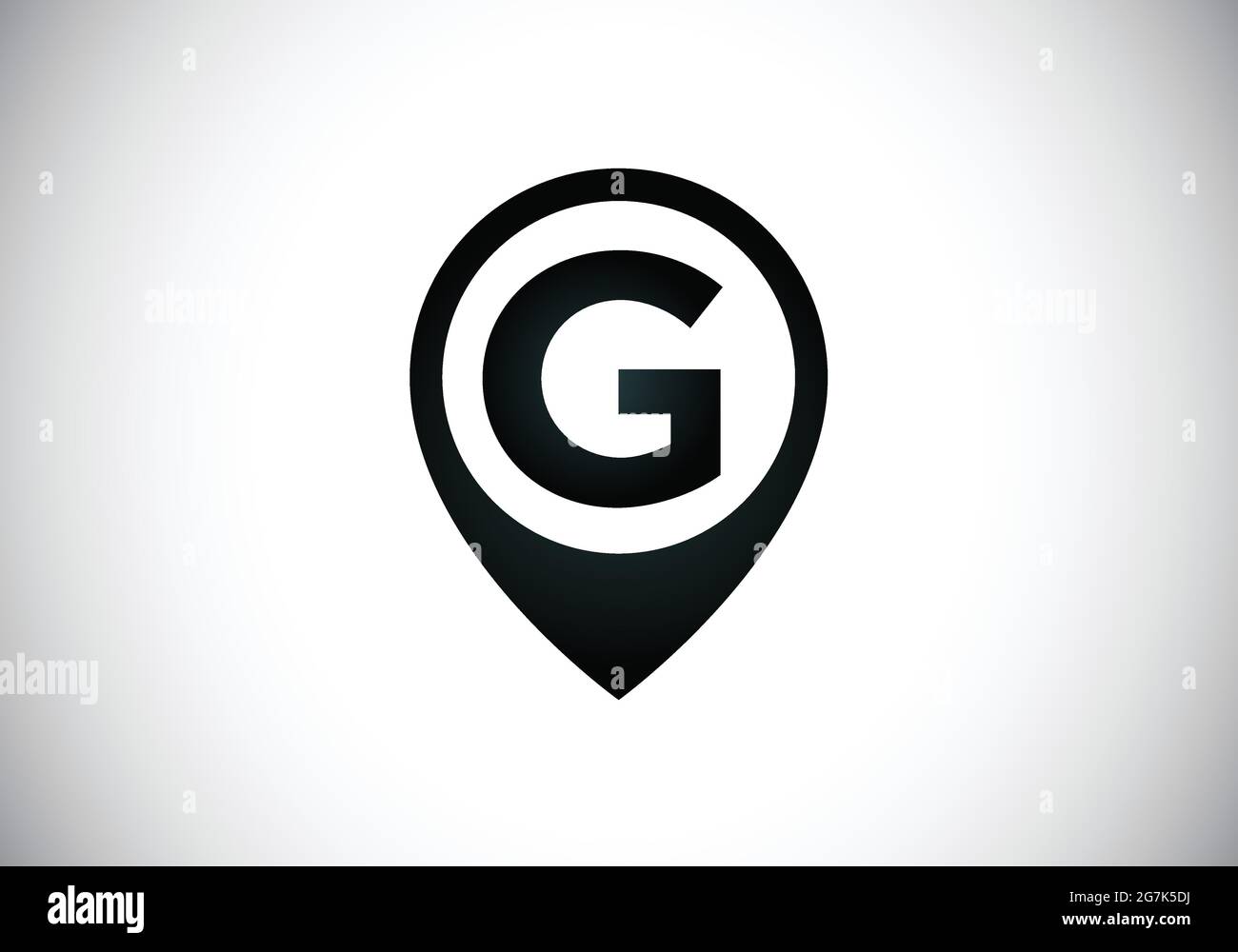 Initial G monogram letter alphabet with location icon pin sign. Font ...