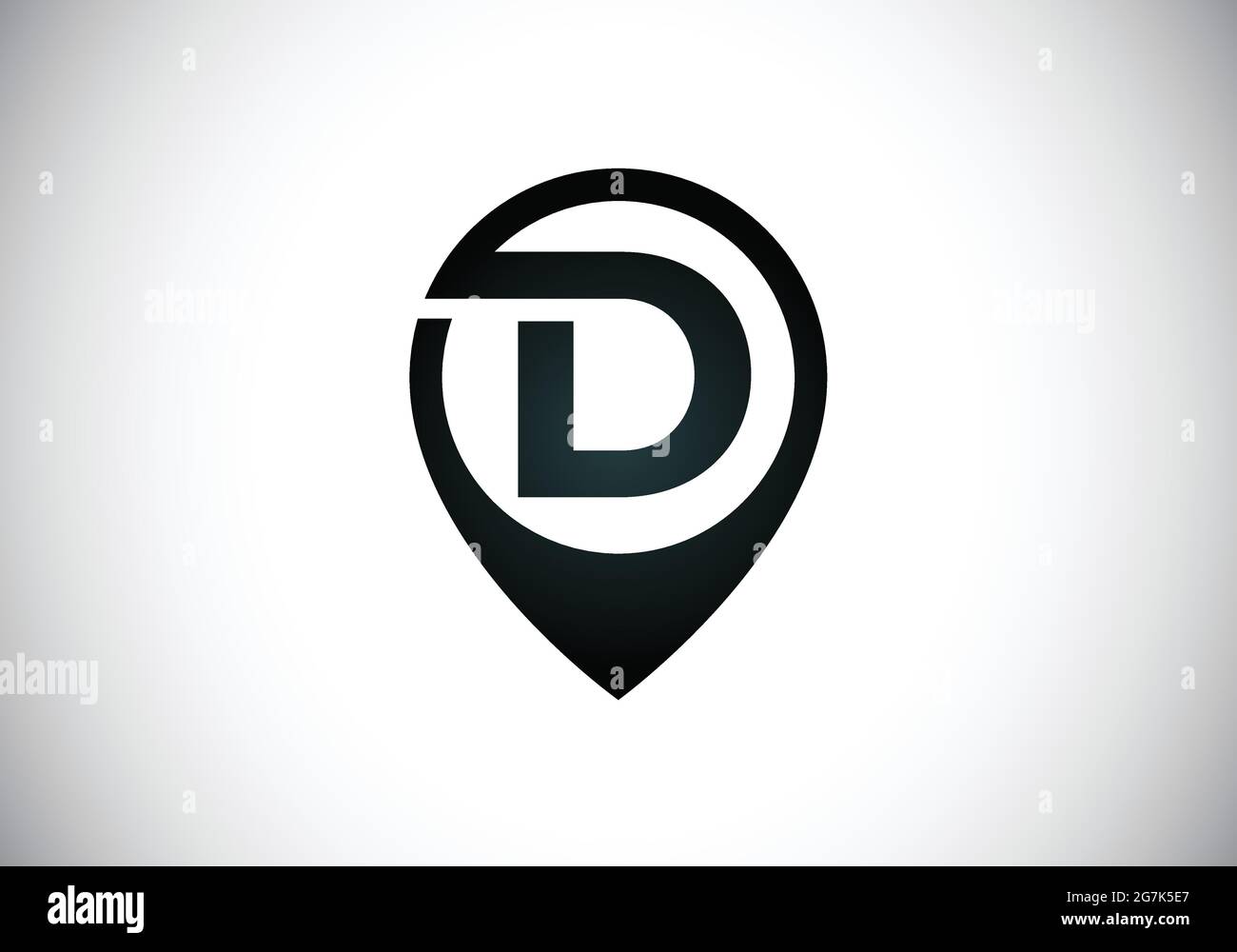 Initial D monogram letter alphabet with location icon pin sign. Font ...