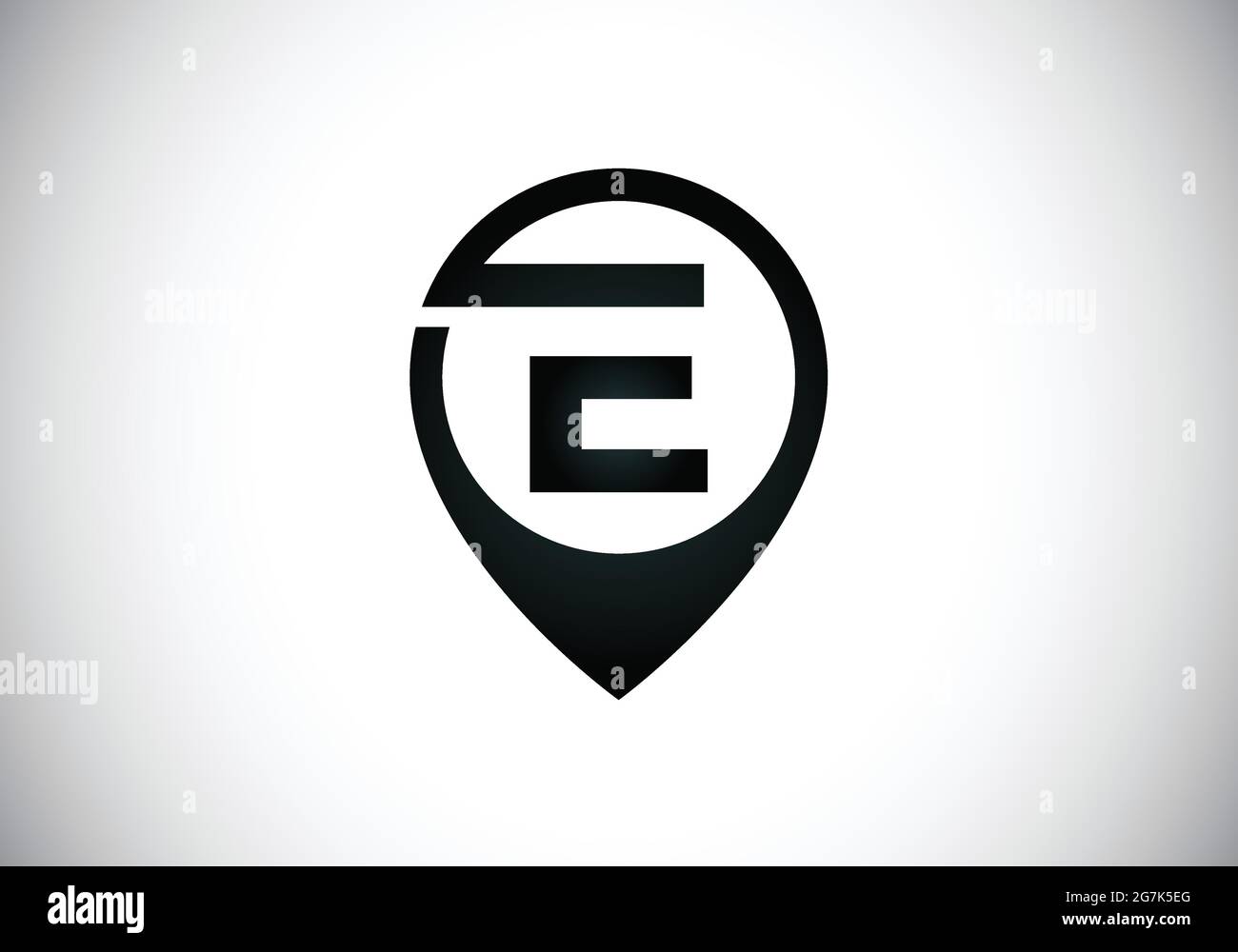 Initial E monogram letter alphabet with location icon pin sign. Font ...