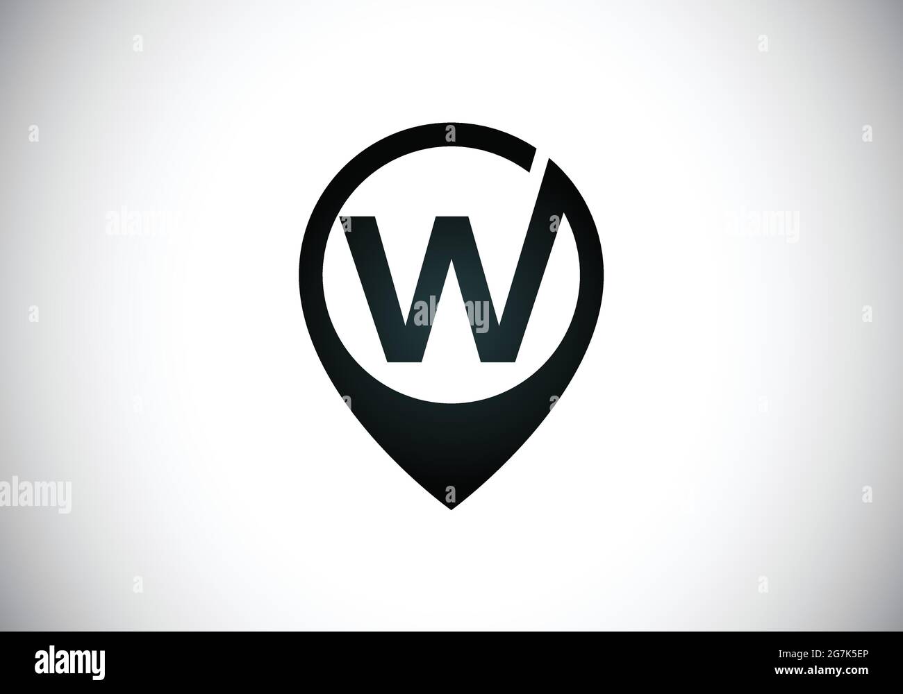 Initial W monogram letter alphabet with location icon pin sign. Font ...
