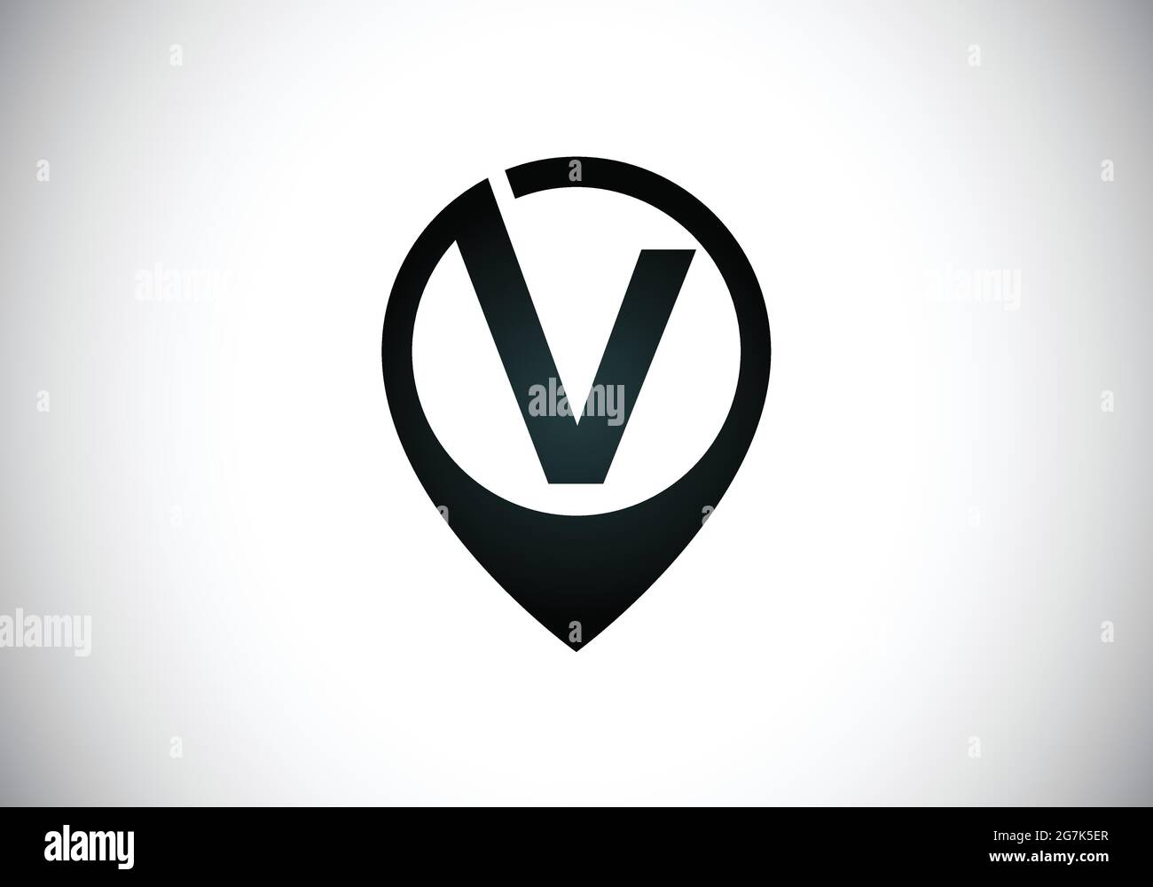 Initial V monogram letter alphabet with location icon pin sign. Font ...