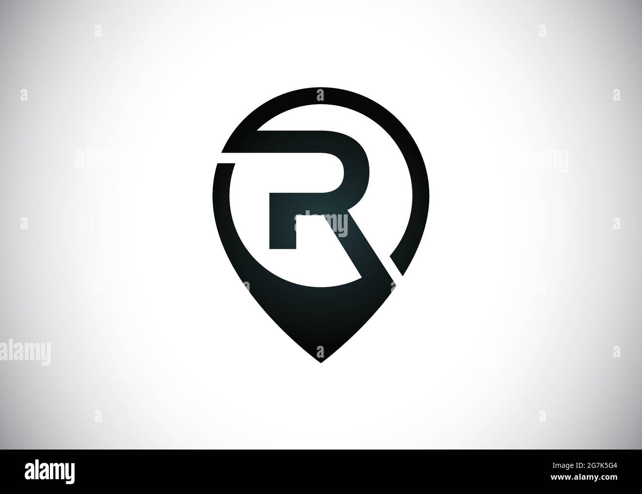 Initial R monogram letter alphabet with location icon pin sign. Font ...