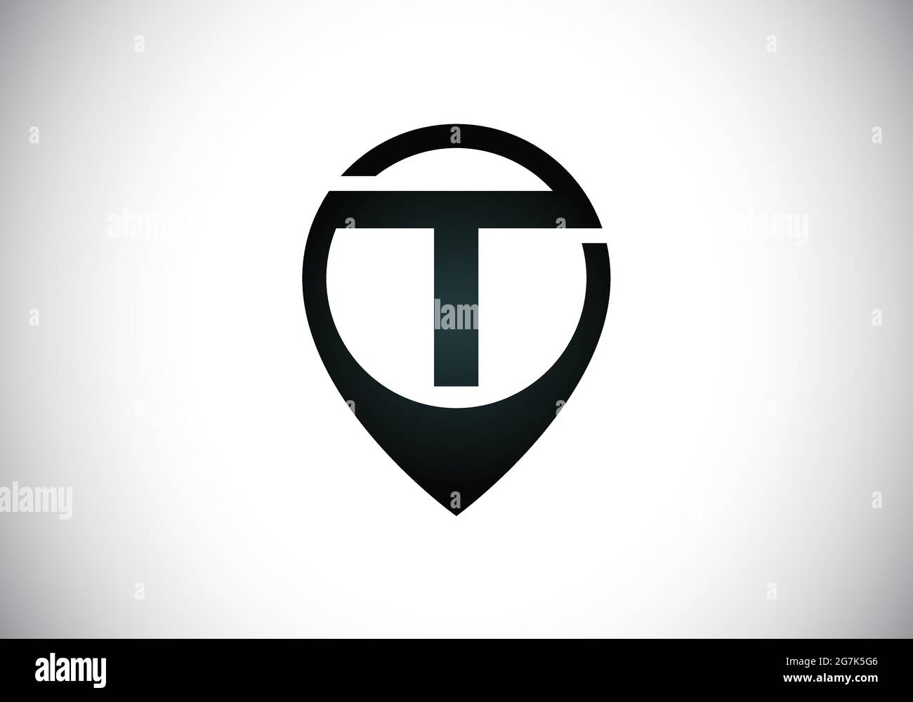 Initial T monogram letter alphabet with location icon pin sign. Font ...