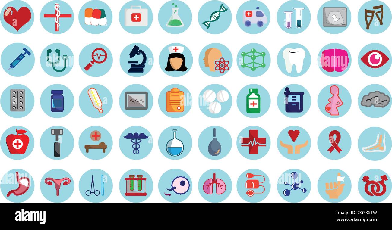 Selection of medical icons on white background - Vector illustration ...